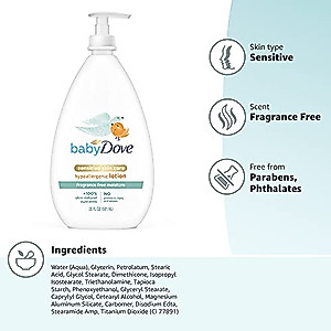 Baby Dove Face and Body Lotion for Sensitive Skin Moisture Fragrance-Free Baby Lotion 20 oz
