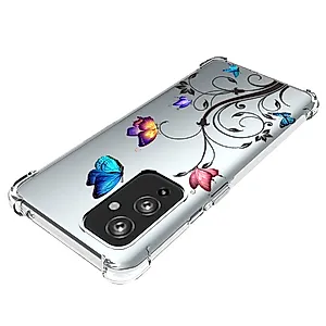 Bohefo Clear Case Compatible with OnePlus 9 5G LE2110 Case for Girls Women, Cute Soft TPU Shockproof Protective Phone Case Cover for OnePlus 9 (Butterfly)