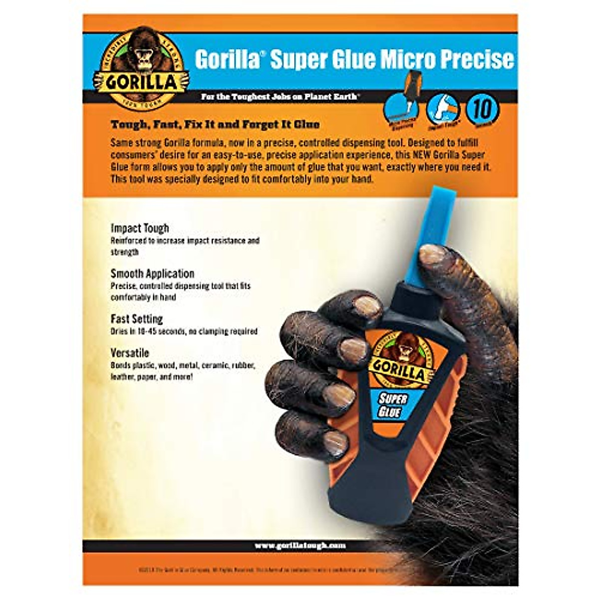 Gorilla Micro Precise Super Glue, 5 Gram, Clear, (Pack of 1)
