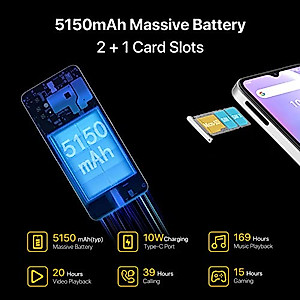 UMIDIGI A11 Pro Max Unlocked Cell Phone, with Sony Camera, 6.8" FHD Full View Screen, 5150mAh Battery Android 11 Smartphone with Dual SIM (A11 Pro Max 4+128G, Mist Blue)