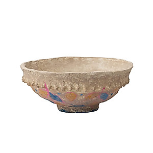 Creative Co-Op Hand Painted Vintage Reproduction Paper Mache Bowl, Multicolor Decorative Accents, 14" L x 14" W x 6" H