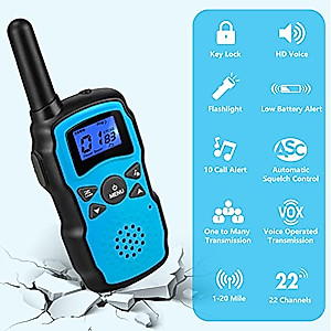 Wishouse Walkie Talkies for Kids Adult Long Range Rechargeable 3 Pack,Boy Wearable Walky Talky Set 2 Way Radio with USB Charger Battery,Camping Games Toy Birthday Xmas Gift for Girl Children Family