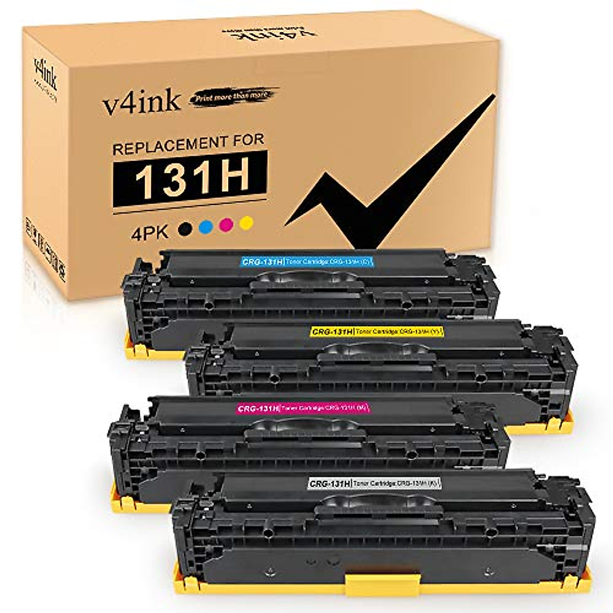 v4ink 4PK Remanufactured 131H Toner Cartridge Replacement for Canon 131 131H 116 CRG116 CRG131H Toner Set for Canon Color MF624Cw MF628Cw MF623Cn MF8280Cw MF8230Cn MF8030Cn MF8040Cn MF8050Cn MF8080Cw