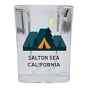 R and R Imports Salton Sea California 2 Ounce Square Base Liquor Shot Glass Tent Design
