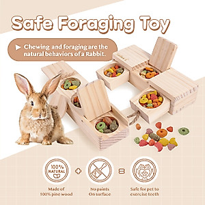 SoulThink Interactive Wooden Rabbit Toys - Sniff n' Snack Rabbit Treats Bunny Toys, Enrichment Rabbit Toy for Boredom, Better Than Snuffle Mat for Small Animals, Hamsters, Guinea Pig (2 Sets)