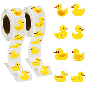 1000 Pcs Rubber Yellow Duck Stickers Cute Duck Decoration for Birthday Party Favor Bags Water Bottle Notebook Decorations,1.5 Inch