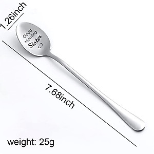 Kefley Sisters Christmas Birthday Gifts from Sister Good Morning Sister Engraved Spoon for Sister in law Gifts for Little Big Sister Gift for Women Girls Bonus Step Sister Gifts