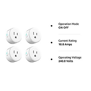 WiFi Smart Plug for Alexa,Eessley Mini Wireless Mini Remote Control Outlet with Timing Function,Compatible with Amazon Alexa Google Home,Echo Dot and IFTTT, No Hub Required Smart Socket - 4 Packs