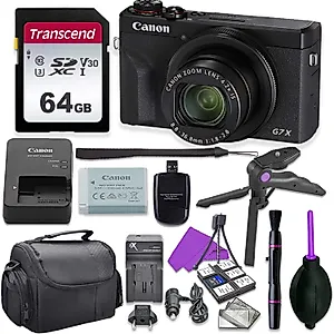 Canon PowerShot G7 X Mark III Point & Shoot Digital Camera Bundle w/Tripod Hand Grip, 64GB U3 SD Memory, Case and More