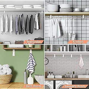 Hicarer 2 Pcs Closet Rod Brackets Heavy Duty Metal Wall Mount Rod Brackets with Screws Closet Rod Support Closet Shelf Rod Holder for Living Room Bedroom Office, White