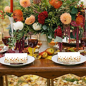 Whaline 100Pcs Fall Place Cards Orange Sunflower Maple Leaves Tented Cards Autumn Watercolor Floral Seating Cards for Thanksgiving Harvest Party Table Setting Supplies, 4 x 1.8 in