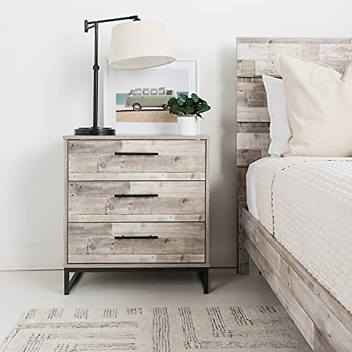 Signature Design by Ashley Neilsville Industrial 3 Drawer Chest of Drawers, Whitewash