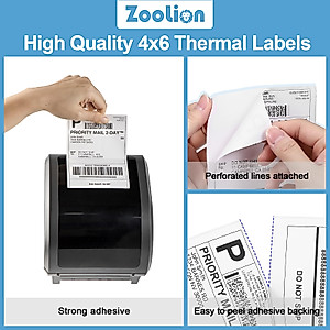 Thermal Labels 4" x 6", 2.42 lb, 1 Ream, 500 Sheets, White, D520BT Paper Compatible with Zoolion DYMO MUNBYN Omezizy Rollo JADENS Phomemo and Other 4x6 Shipping Label Printers.