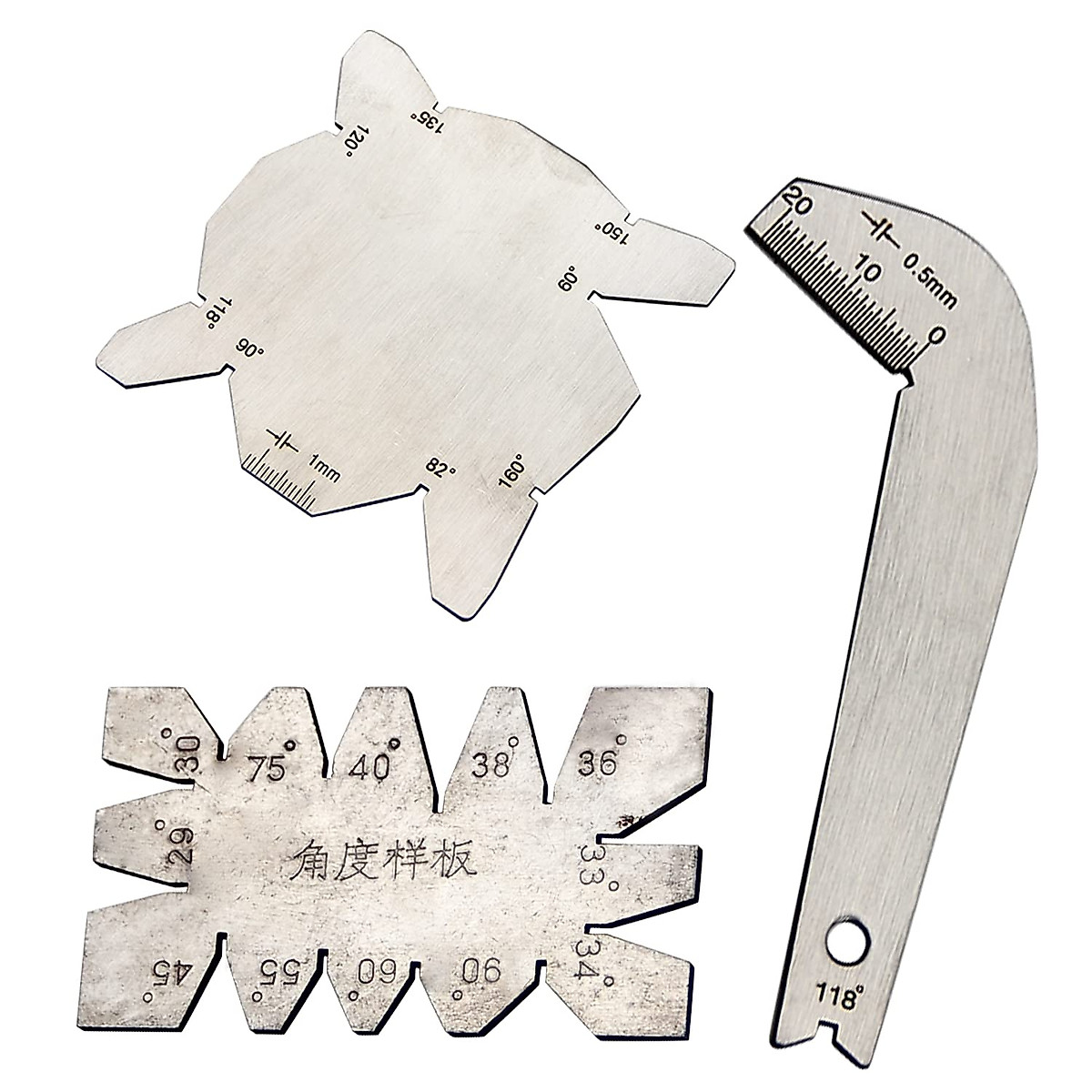 Utoolmart 3Pcs Drill Bit Angle Gauges Stainless Steel Drill Sharpener Tools S/S Angle Measuring Gage Hand Measure Tools