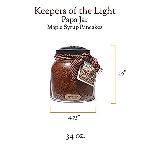 A Cheerful Giver - Maple Syrup Pancakes - 34oz Papa Scented Candle Jar with Lid - Keepers of the Light - 155 Hours of Burn Time, Gift for Women, Brown