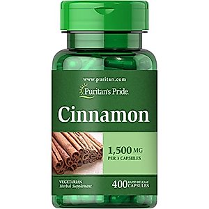 Puritans Pride Cinnamon 500 Mg, Helps Support Sugar Metabolism, 400 Count