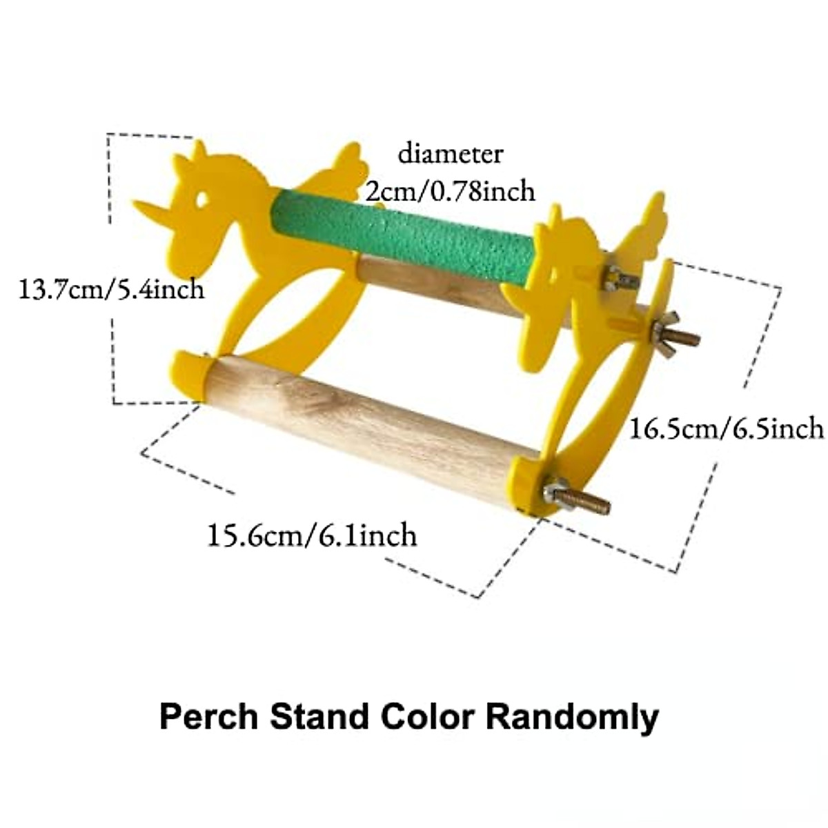 Bird Rocking Horse Toy Set, Bird Perch Stand Toy, Bird Training Toy, Bird Intelligence Training Toy, Parrot Educational Table Top Trick Prop Toy for Parrot Conure Cockatiel (Yellow, Without Tray)