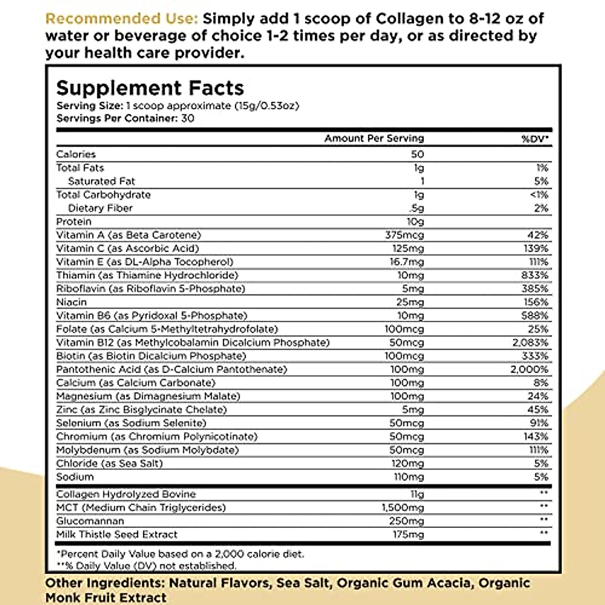 Livingood Daily Vanilla Collagen Powder, 30 Servings - Collagen Protein Powder (Collagen Type 1 and 3) Plus Multivitamin, Milk Thistle & Glucosamine - Hydrolyzed Collagen Peptides - 15.87oz