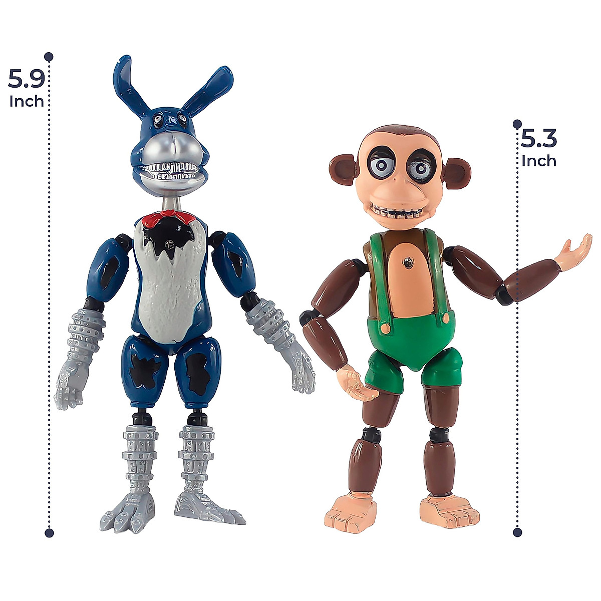 Toysvill 8pcs Inspired by Game Five Nights Toys | Set Candy's FNAF Action Figure [Sheep, Cindy Cat, Happy Frog, Mr. Hippo, Nightmare Bonnie, Turtle Swordsman, Chester Chimpanzee, Reindeer]