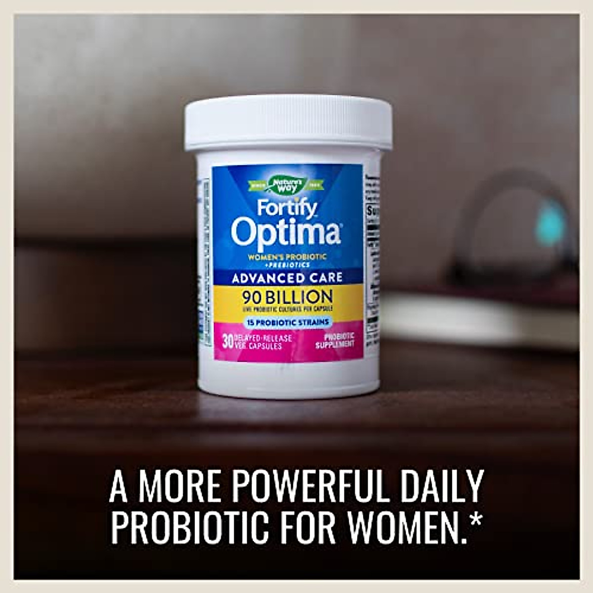 Nature’s Way Fortify Optima Women’s Daily Probiotic, 90 Billion, 15 Strains, Prebiotic, 30 Capsules
