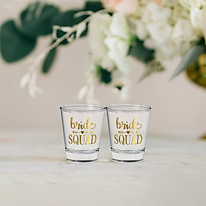LADY & HOME Bride and Bride Squad Bachelorette Party Shot Glasses-2.5oz,Set of 10,1 Bride and 9 Bride Squad Shot Glasses,Perfect Bridesmaid Gifts for Women and Bachelorette Party Favors (Squad)