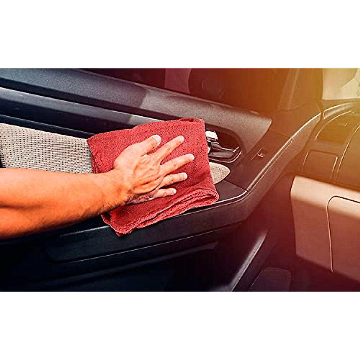 TOALLA Cotton Shop Towels Red – (Pack of 150) Size 14x14 Inches Cleaning Rags – Absorbent Shop Rags and Multipurpose Cleaning Towels for Automobiles, Industries, Garage and Homes