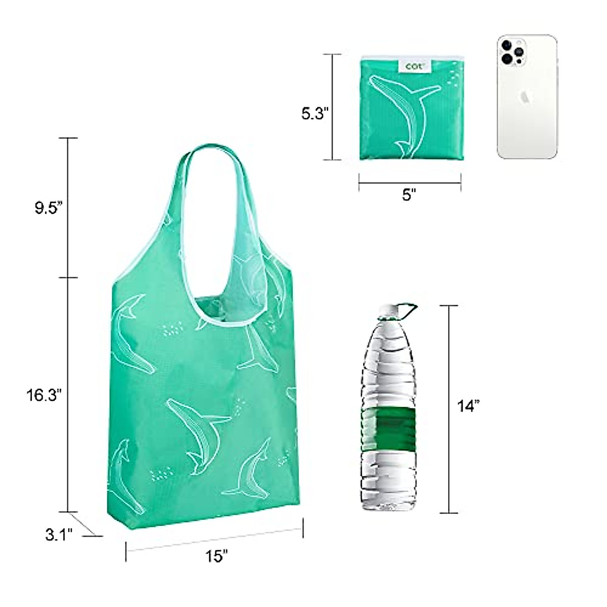 CQT Reusable Grocery Bags Foldable Shopping Bags 6 Pack XLarge 50LBS Tote Bags Machine Washable Eco-Friendly Polyester