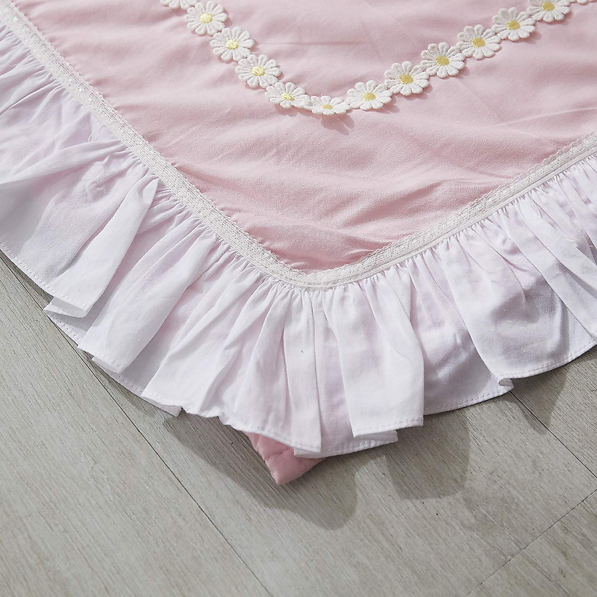 Brandream Crib Bedding Set for Girls Pink Princess Nursery Bedding 3 Pc Sweet Daisy Ruffle Blanket, 100% Cotton