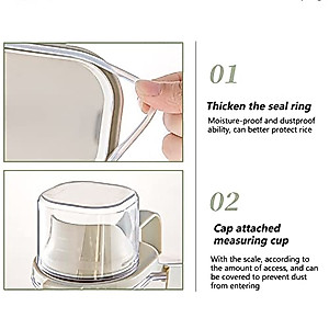 Bigougem Clear Cereal Storage Containers with Lids Airtight, Large Diameter Kitchen Storage Containers for Flour Rice Beans Ivory L