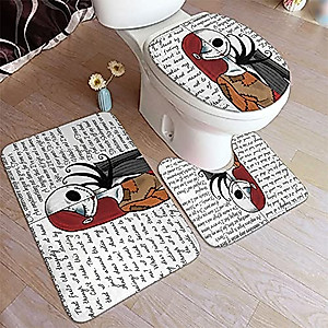 3 Piece Christmas Skull Bath Mat Set, Bathroom Mats Set Non-Slip Bathroom Rugs/Contour Mat/Toilet Cover
