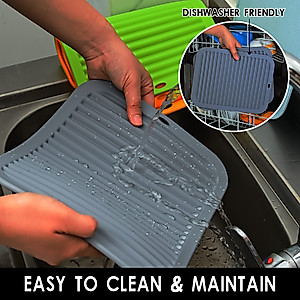 Smithcraft Trivets for Hot Dishes Pots & Pans, Silicone Hot Pads for Kitchen, 12x9 Silicone Mats for Counter, Waterproof Trivet Mat, Counter Top Pot Holders, Table Heat Resistant Mat Set 2 Blue