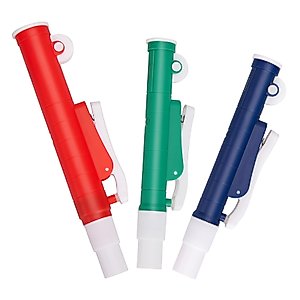 Etallwit Pipette Pumps, Set of 3 lab Handheld Pumps: 2ml Blue, 10ml Green, 25ml Red, Fit Glass or Plastic Pipettes 3pcs