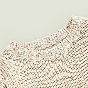 FYBITBO Baby Girl Boy Sweater Knit Oversized Pullover Sweatshirt Romper Onesie Warm Fall Winter Clothes Outfit Newborn (A Color Dots Cream,0-3 Months)