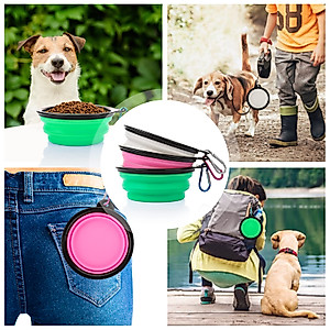 Collapsible Dog Bowls, 3 Pack Collapsable Doggy Water Bowl for Cats Dogs, Portable Travel Dog Feeding Watering Dish for Pet Camping Walking with 2 Carabiners