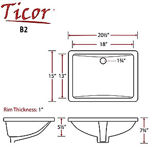 Ticor 20-1/2" Square White Porcelain Undermount Bathroom Vanity Sink Ceramic NEW