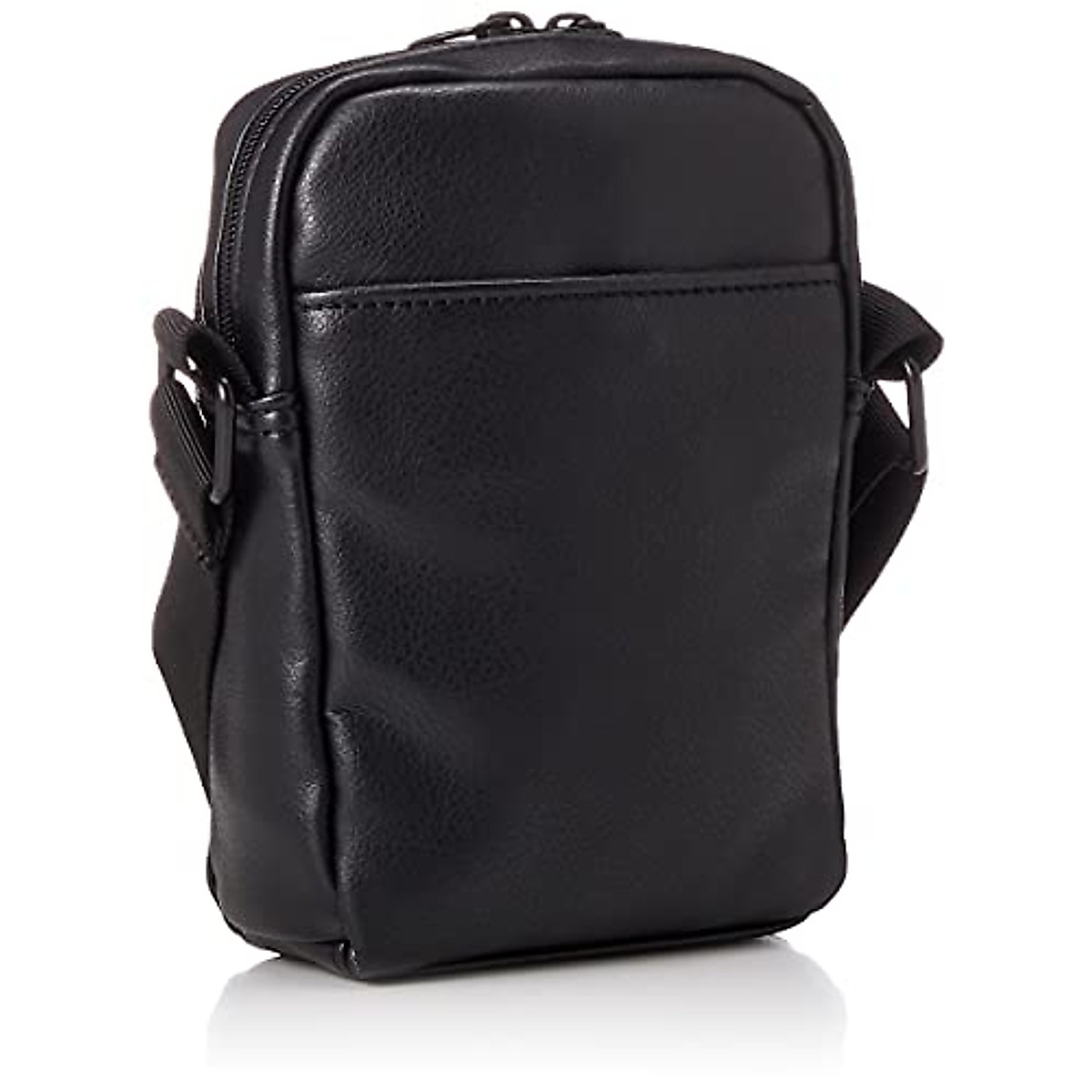 Kangol Shoulder Bag, Logo Patch, Leather-like Synthetic Leather, Vertical Type, Black