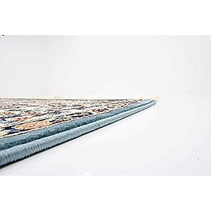 Unique Loom Narenj Collection Classic Traditional Hunting Scene Textured Design Area Rug, Rectangular 5' 0" x 8' 0", Blue/Tan