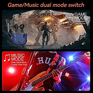 Wireless Earbuds Bluetooth 5.3 Headphones with HiFi Stereo Sound in-Ear Earphones Cool Mecha Earbud Auto Pairing Gaming/Deep Bass Music Mode Headset Built-in Microphone