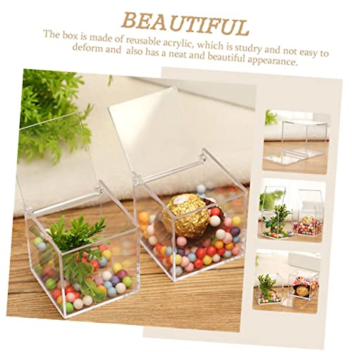 Garneck 6pcs Boxes Jewelry Storage Box Clear Cake Containers Mini Containers Snackle Box Container Clear Boxes for Favors Clear Organizer Box Acrylic Gift Cube Empty Boxes Wedding Supply