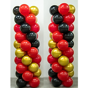 MOXMAY Red Black and Gold Balloons for Column Stand, 100 Pcs 12 Inch Tower Balloons for Wedding Baby Shower Birthday Bachelorette Engagement Anniversary Graduation Party (Balloons Only)