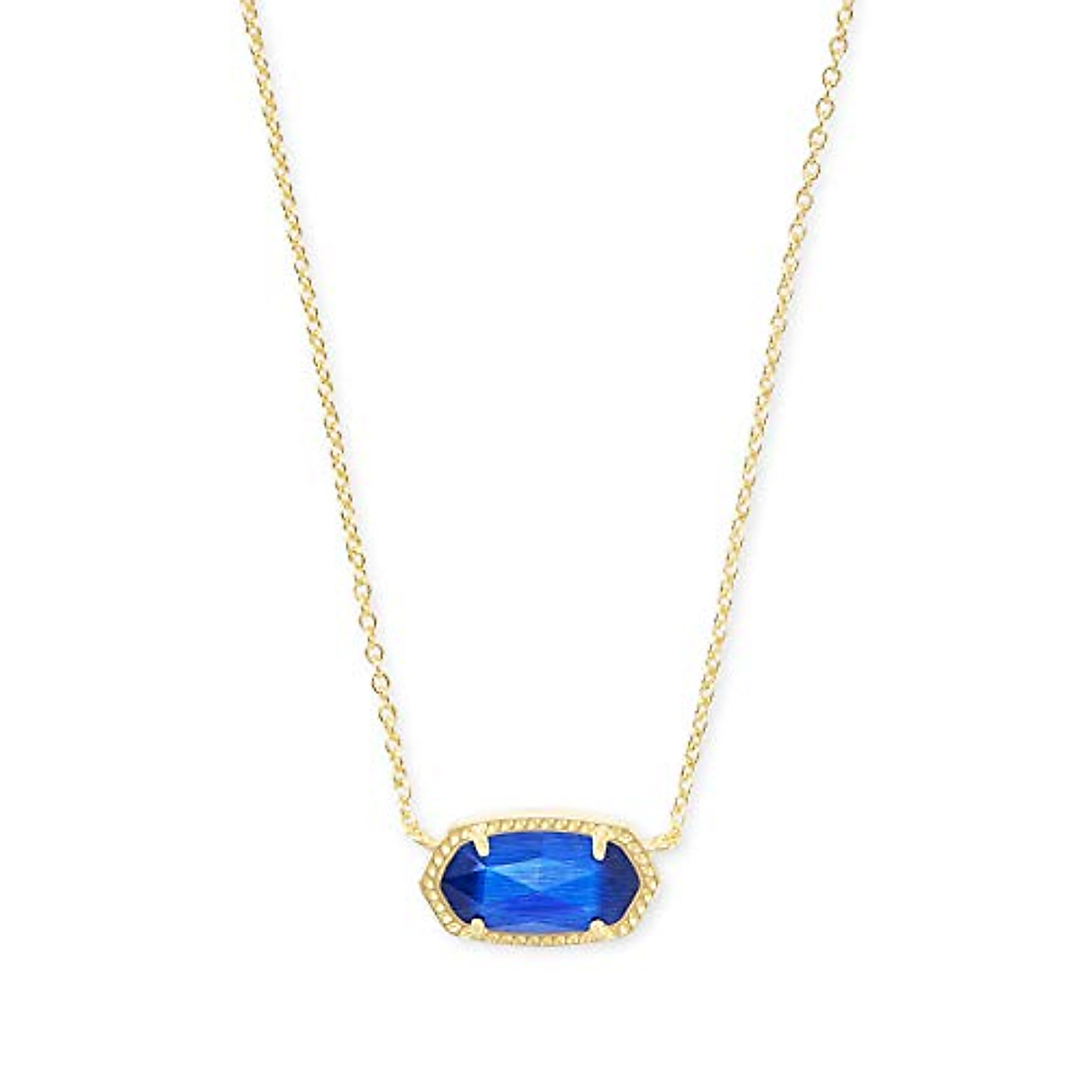 Kendra Scott Elisa Short Pendant Necklace for Women, Dainty Fashion Jewelry, 14k Gold-Plated Brass, Cobalt Cats Eye