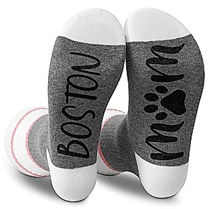 Boston Mom Socks (1 Pair), Dog Mom Socks, Dog Lover Gift, Casual Novelty Christmas Mom Birthday Gifts -042