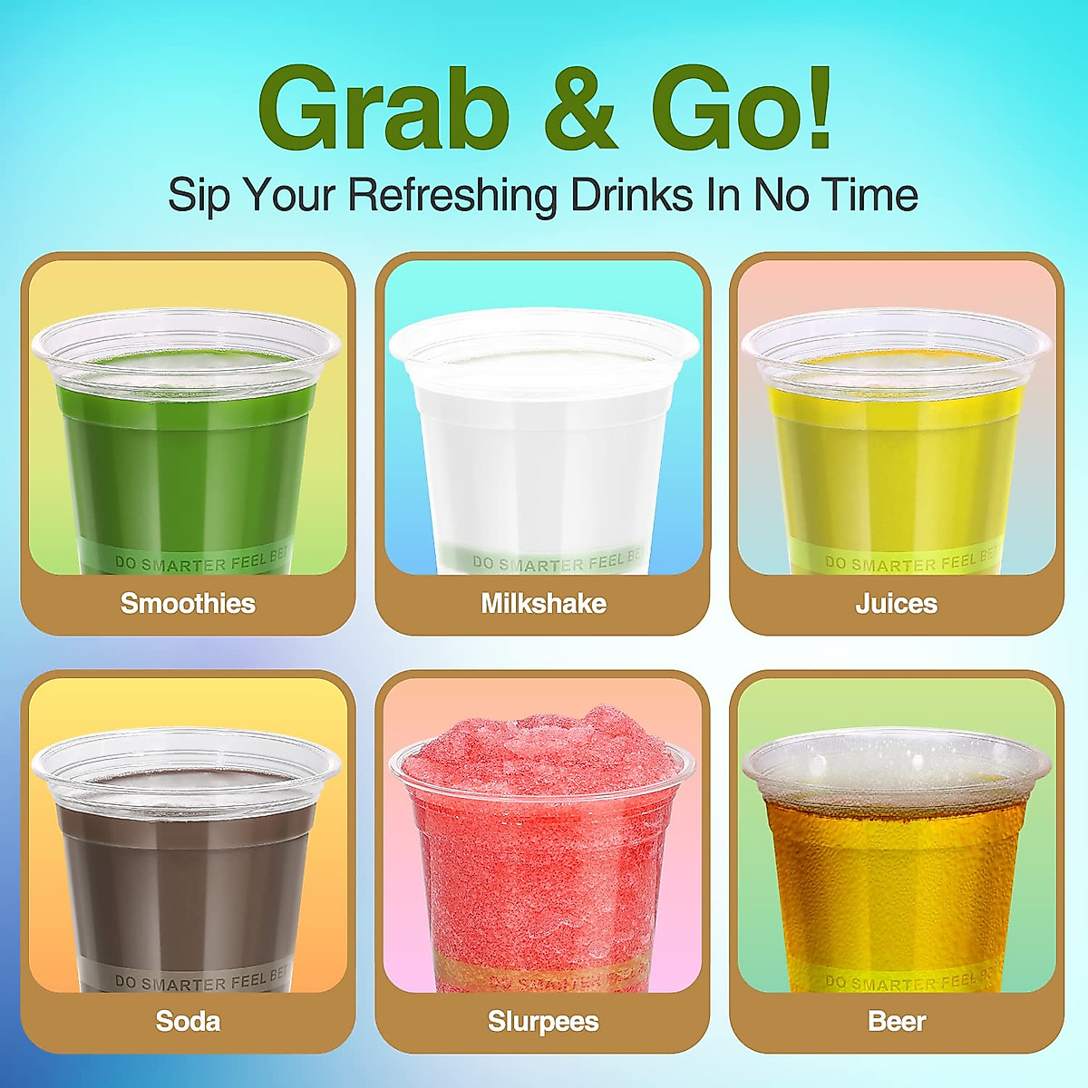 GREEVIRO Eco Compostable Plant-Based Clear Plastic Cups 12oz Thick, Reusable, Disposable Iced Coffee Cups for Smoothies, Beer & Any Beverages for Parties, Weddings & Gatherings