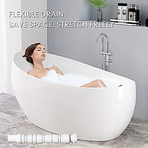 Bathtub Shower Drain Pipe, Low Profile Flat 1 1/2 P Trap Kit, Flexible Freestanding Tub Drain for Bath