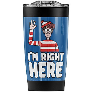 Logovision Where's Waldo Im Right Here Stainless Steel Tumbler 20 oz Coffee Travel Mug/Cup, Vacuum Insulated & Double Wall with Leakproof Sliding Lid | Great for Hot Drinks and Cold Beverages
