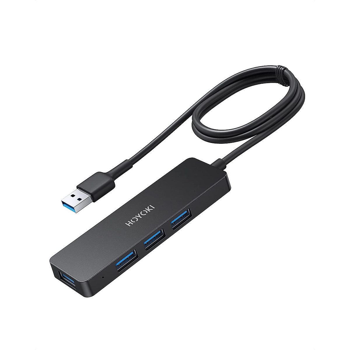4 Port USB Hub 3.0, HOYOKI USB Splitter for Laptop,Ultra Slim Data USB Hub with 3.3ft Extended Cable, USB Hub Compatible with MacOS/Windows Laptop, PC, PS4, Flash Drive, Mouse, Keyboard, Printer, HDD
