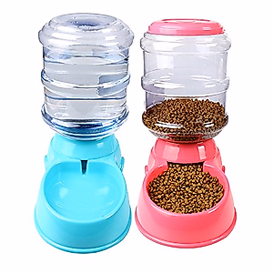 Automatic Pet Water Food Dispenser 3.8L Large Capacity Self-Dispensing Gravity Pet Feeder Waterer Cat Dog Feeding Bowl Drinking Water/Automatic Feeding Pet Supplies 1#