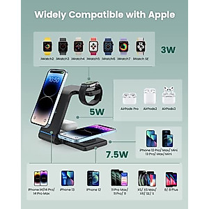 Charging Station for Multiple Devices Apple, 4 in 1 Wireless Charger Station, with Qi-Certified 30W Charging Dock for Apple Watch 7 6 SE 5 4 3, iPhone 14 13 12 11 Pro, Pro Max, Mini, AirPods Pro 3, 2