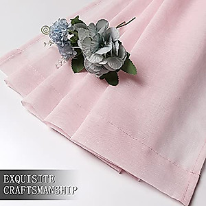 Tollpiz Sheer Valance Linen Textured Bedroom Valance Curtains Sheer Light Filtering Rod Pocket Voile Curtain Valances for Living Room, 54 x 16 inches Long, Pink, Set of 1 Panel