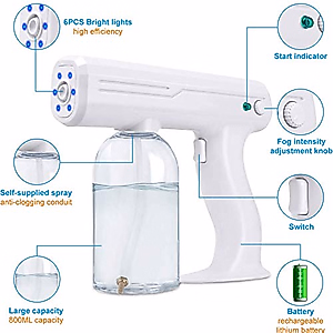 LANHTNG Atomizer Sprayer, Handheld Cordless Rechargeable Nano Atomizer Electric Sprayer Nozzle Adjustable Fogger Steam Gun with 27oz Big Spray Bottle for Home, Office, School or Garden
